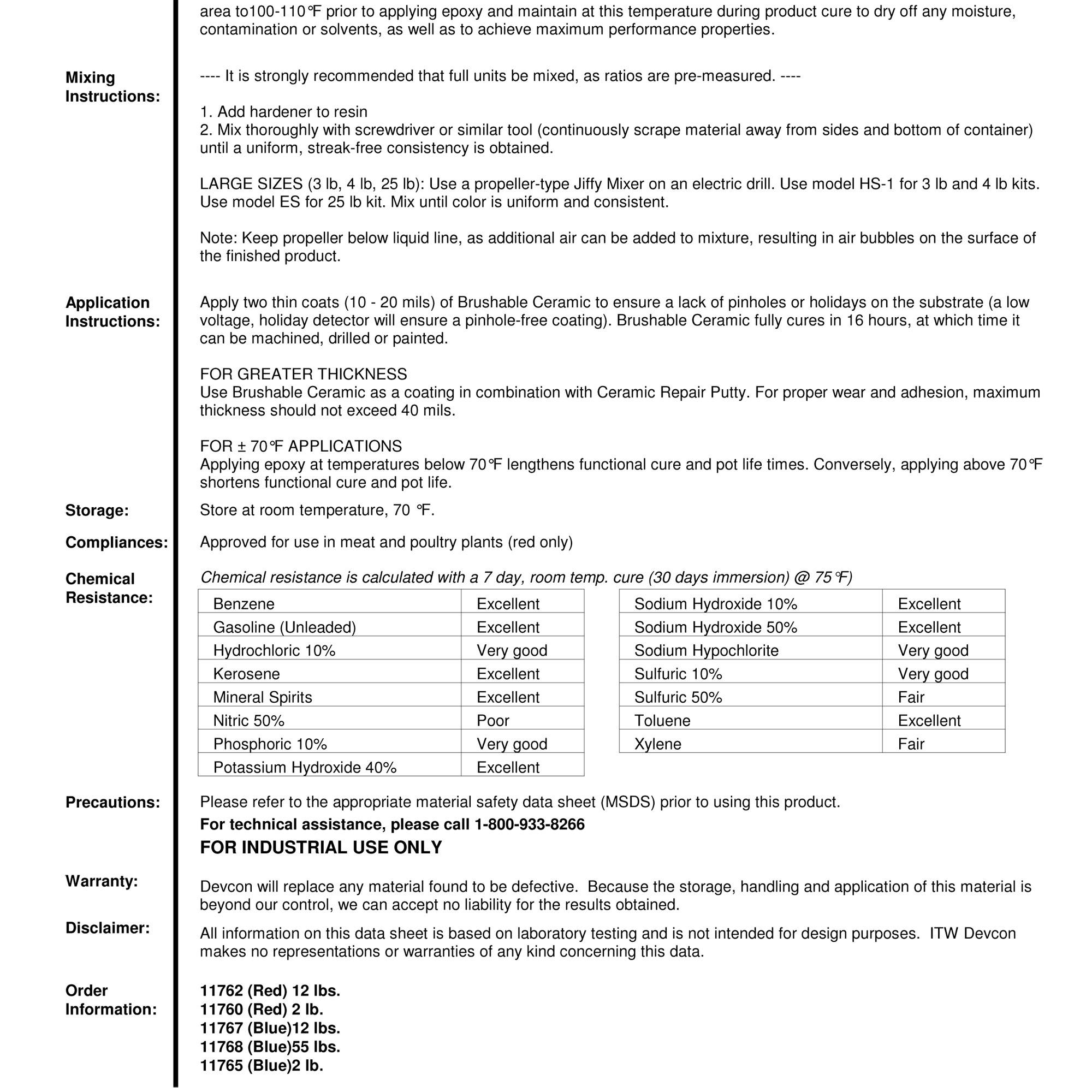 Devcon 11765 Blue Brushable Ceramic (Blue) Epoxy Compound, 2 lb. Bottle ...