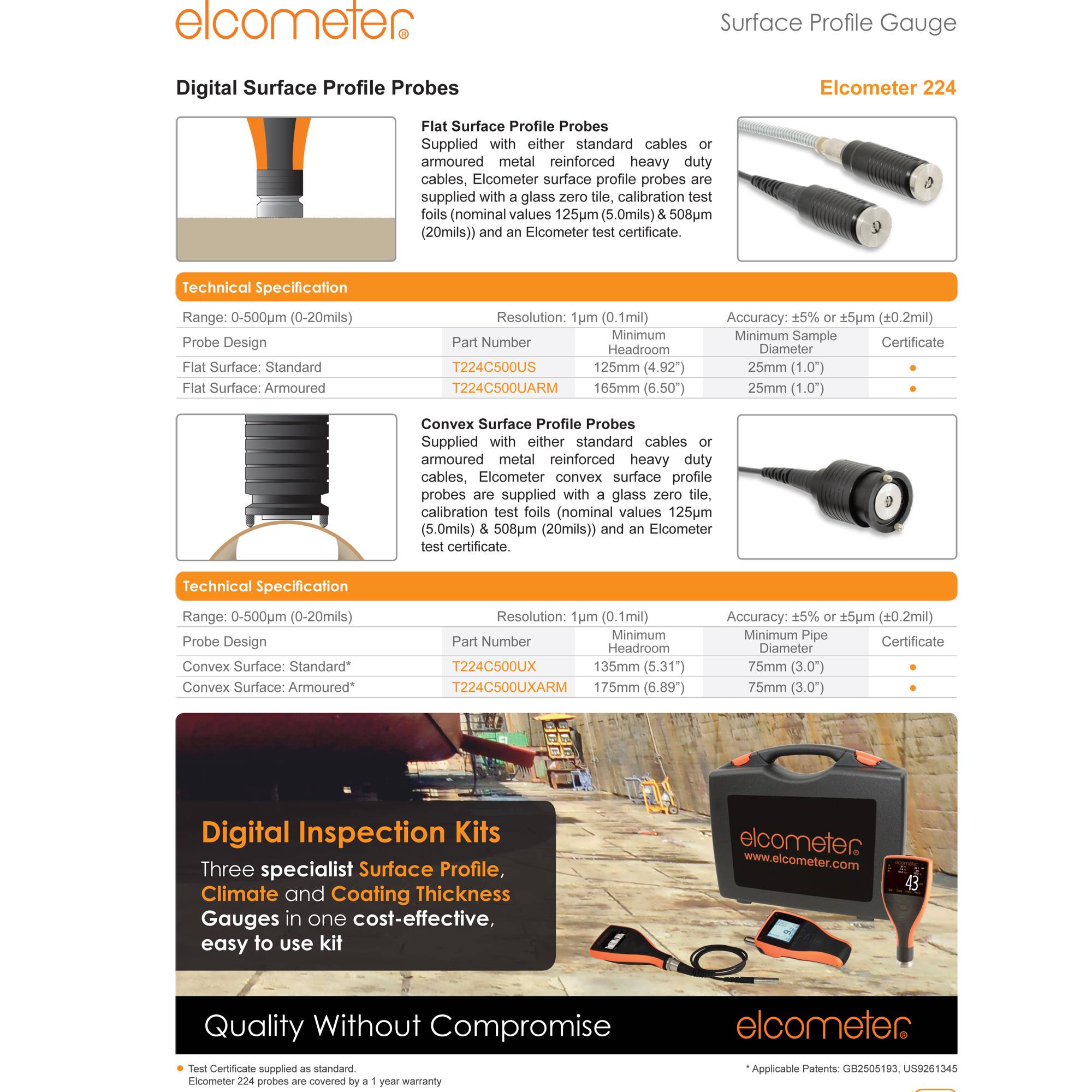 Elcometer E224C-TI Model T 224 Digital Surface Profile Gauge