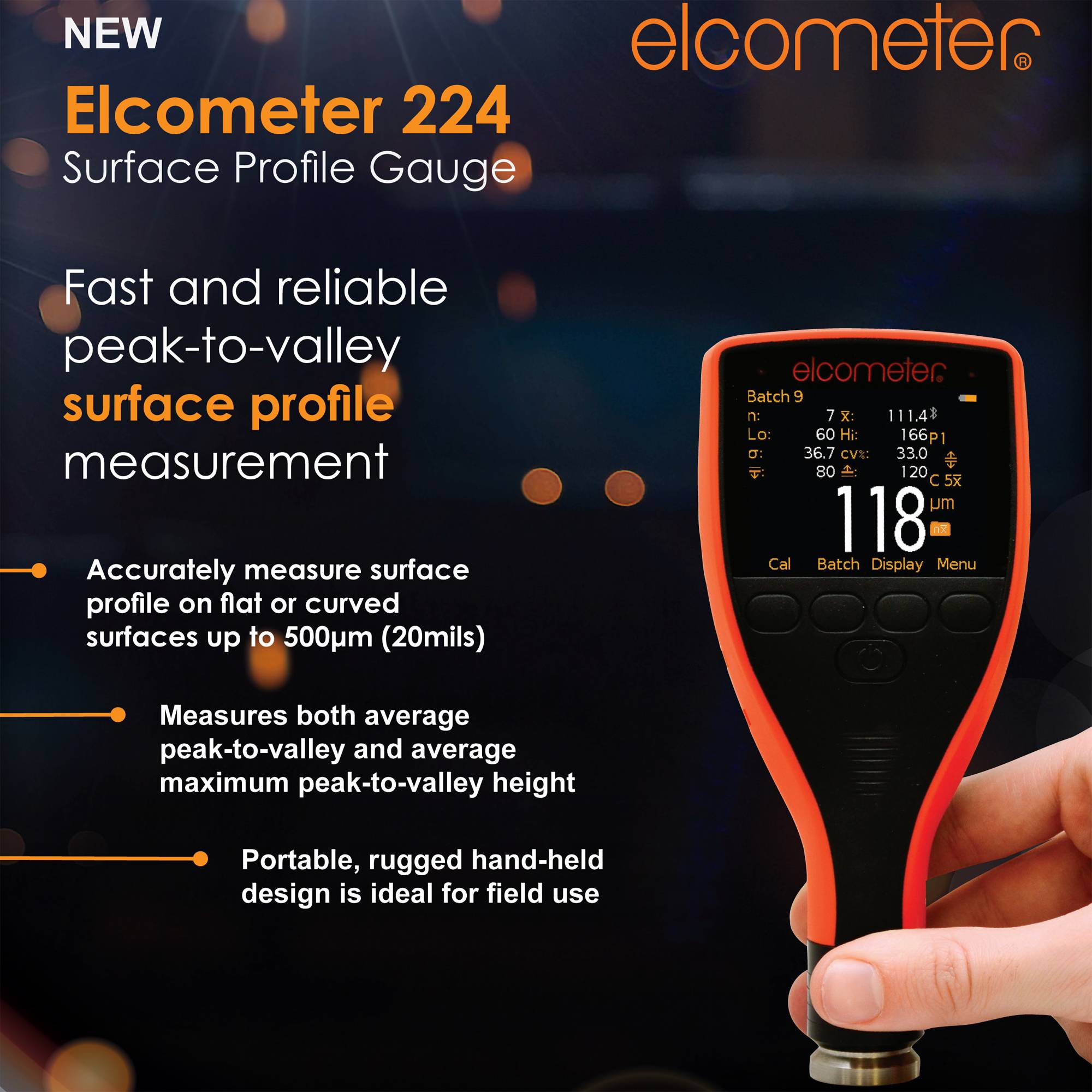 Elcometer E224C-TI Model T 224 Digital Surface Profile Gauge