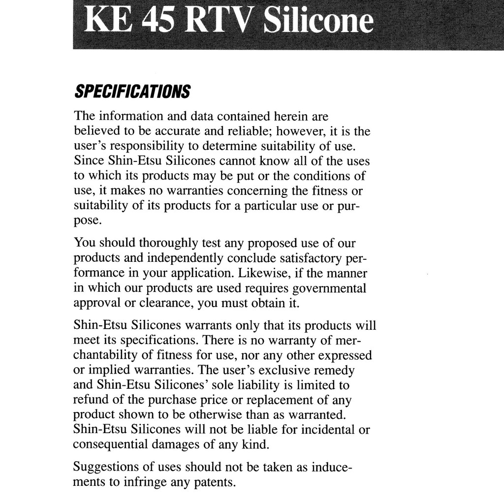 Shin-Etsu KE45T RTV KE-45T Silicone Rubber 100g (Transparent) Shinetsu ...